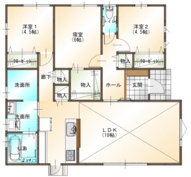 爽やかなスカイブルーが映える3LDK | 平屋工務店｜鳥取・倉吉・米子・松江・出雲・浜田・益田の新築ローコスト平屋住宅専門店